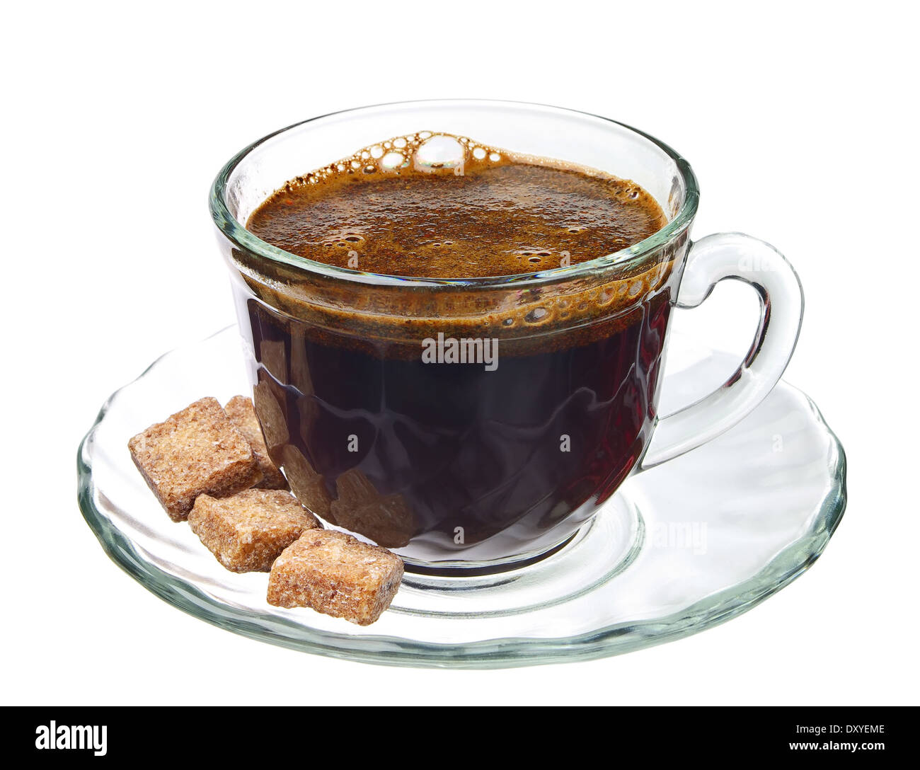 Cup of coffee with brown cane sugar, isolated on a white background ...