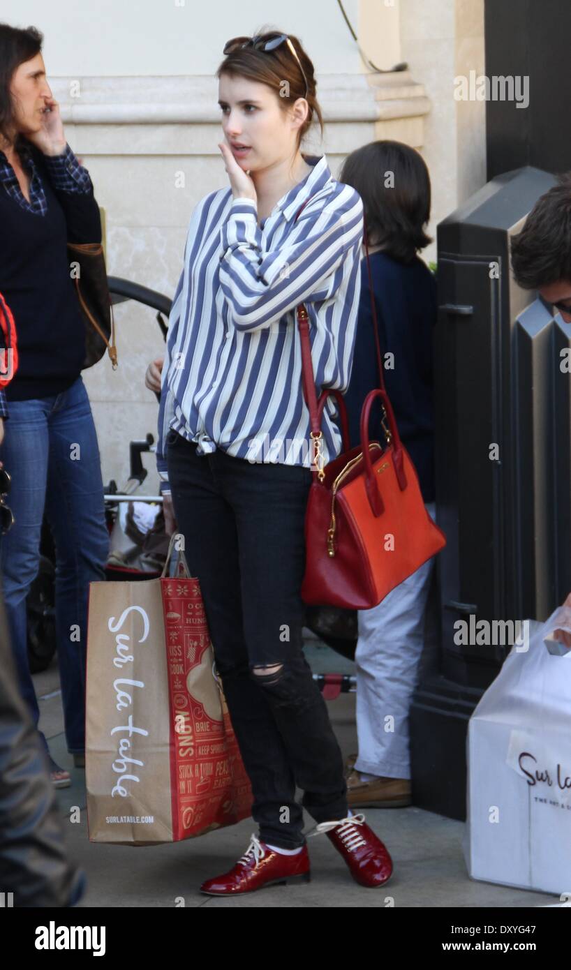 Emma Roberts shopping with a friend at The Grove in West Hollywood ...