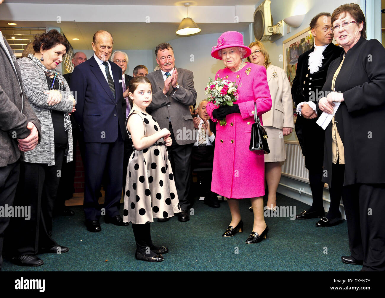Britain's Queen Elizabeth accompanied by HRH The Duke of Edinburgh at ...