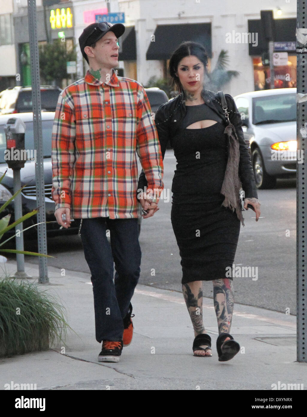 Kat Von D and Deadmaus hold hands as they go for a stroll together ...