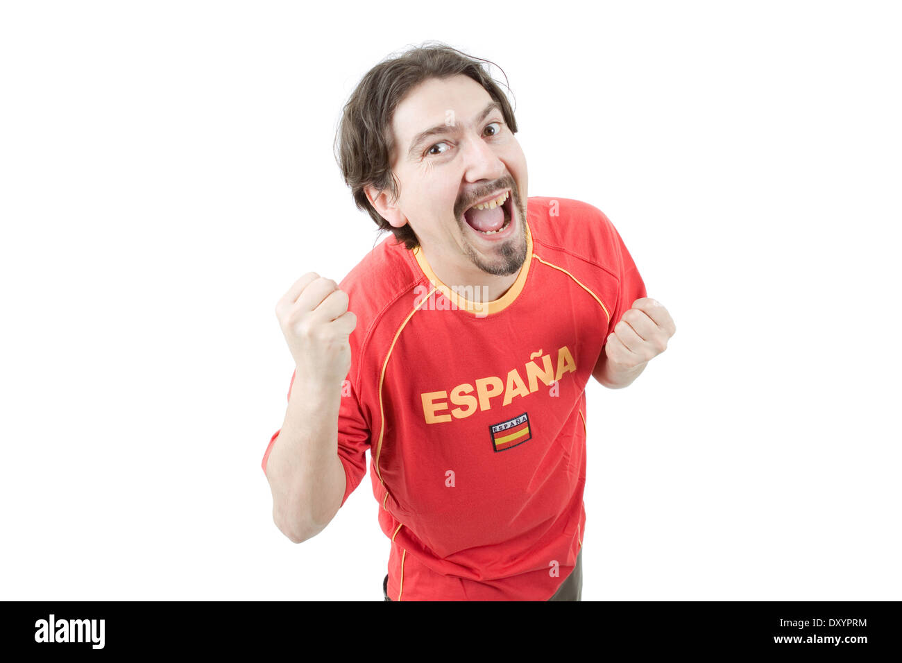 Happy spanish man supporter isolated hi-res stock photography and ...