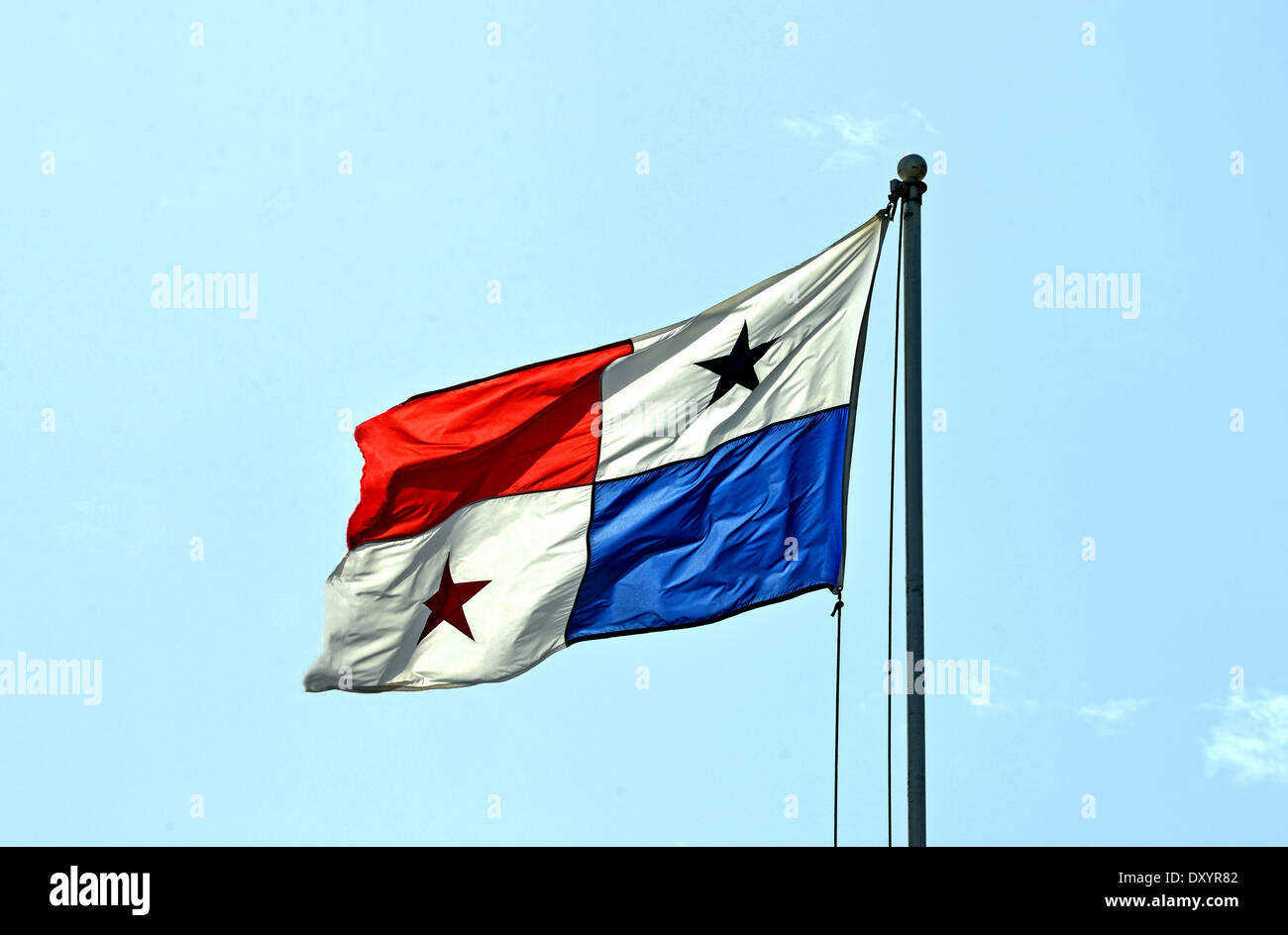 Panama flag in blue sky Panama Central America Stock Photo - Alamy