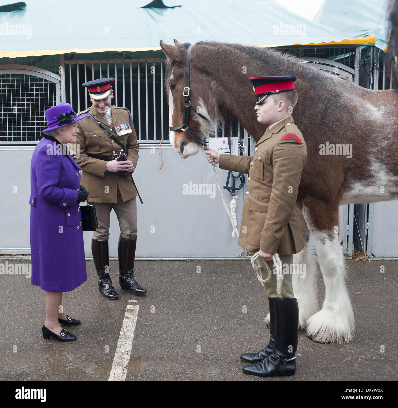 Queen Elizabeth II visits the Household Cavalry at Combermere Barracks ...