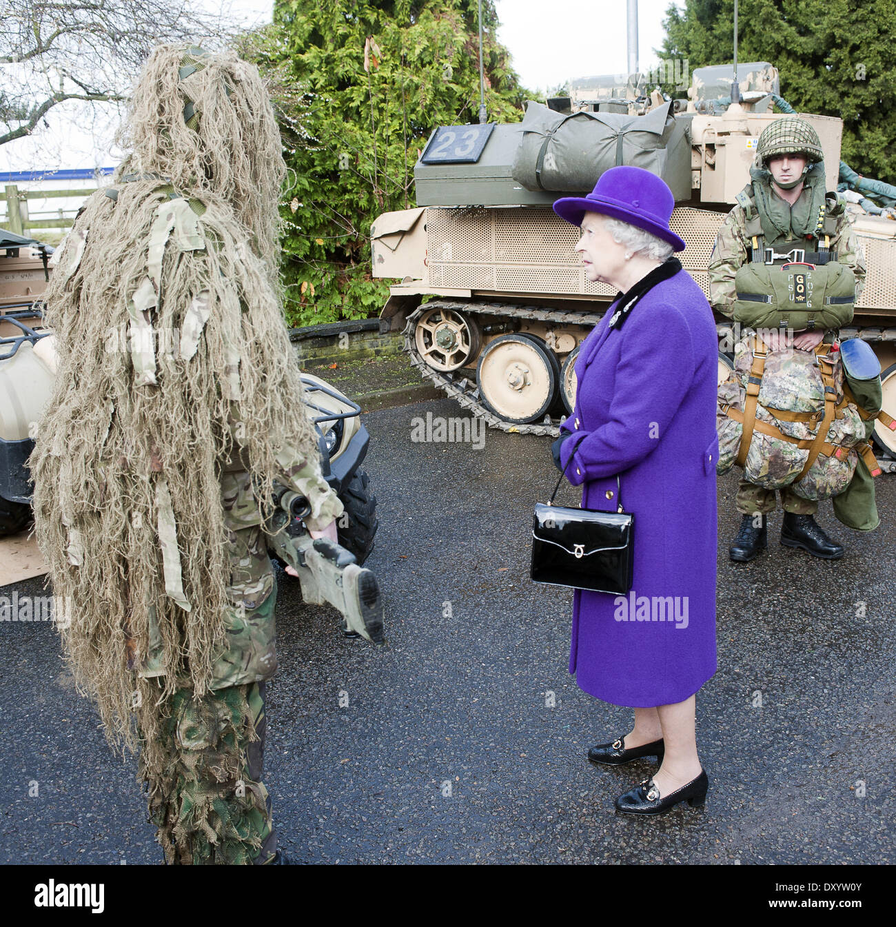 Queen Elizabeth II visits the Household Cavalry at Combermere Barracks ...