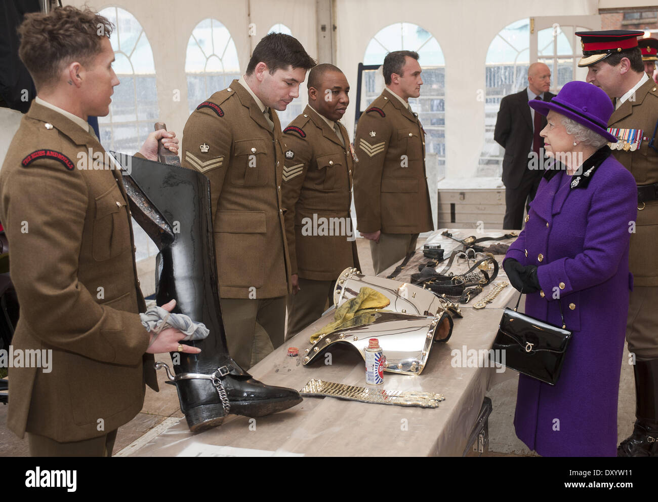 Queen Elizabeth II visits the Household Cavalry at Combermere Barracks ...
