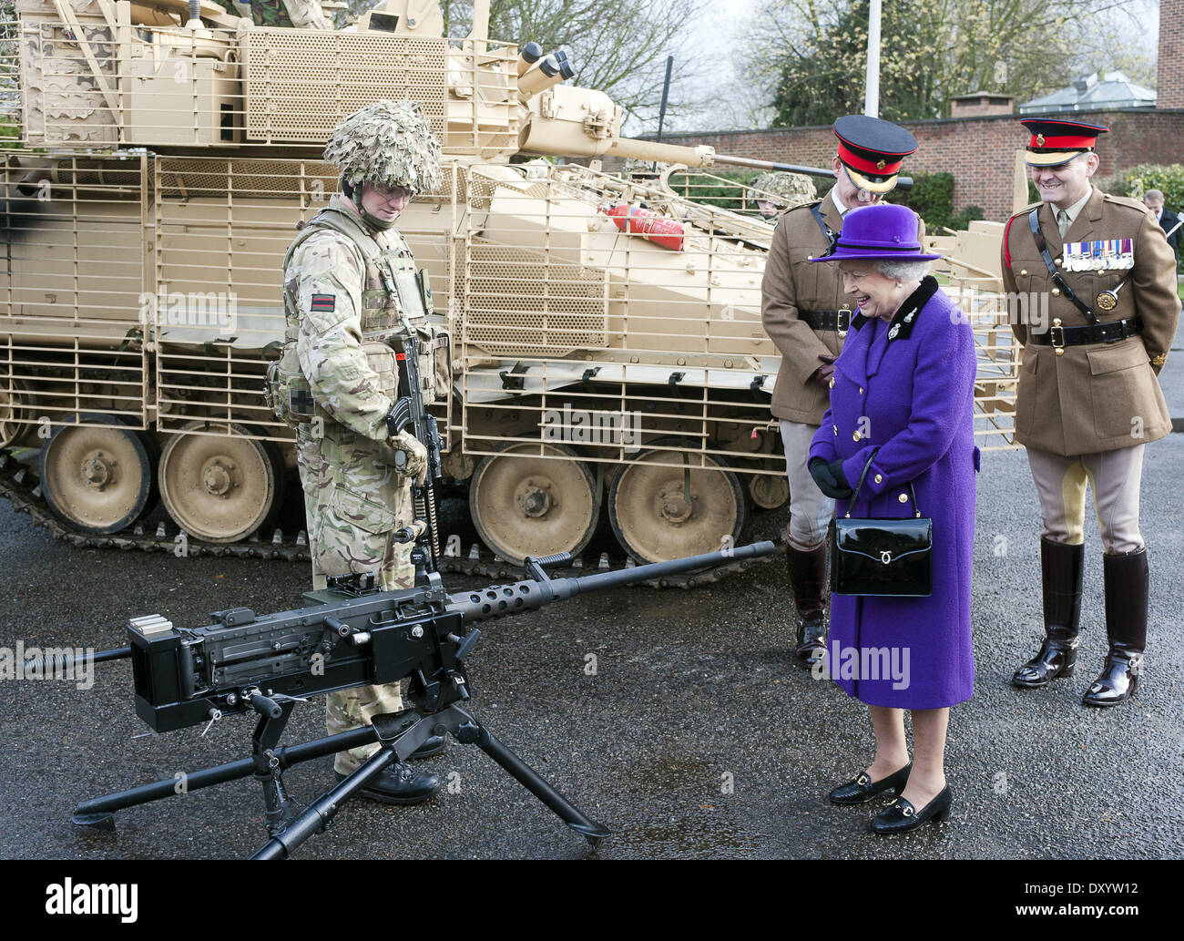 Queen Elizabeth II visits the Household Cavalry at Combermere Barracks ...