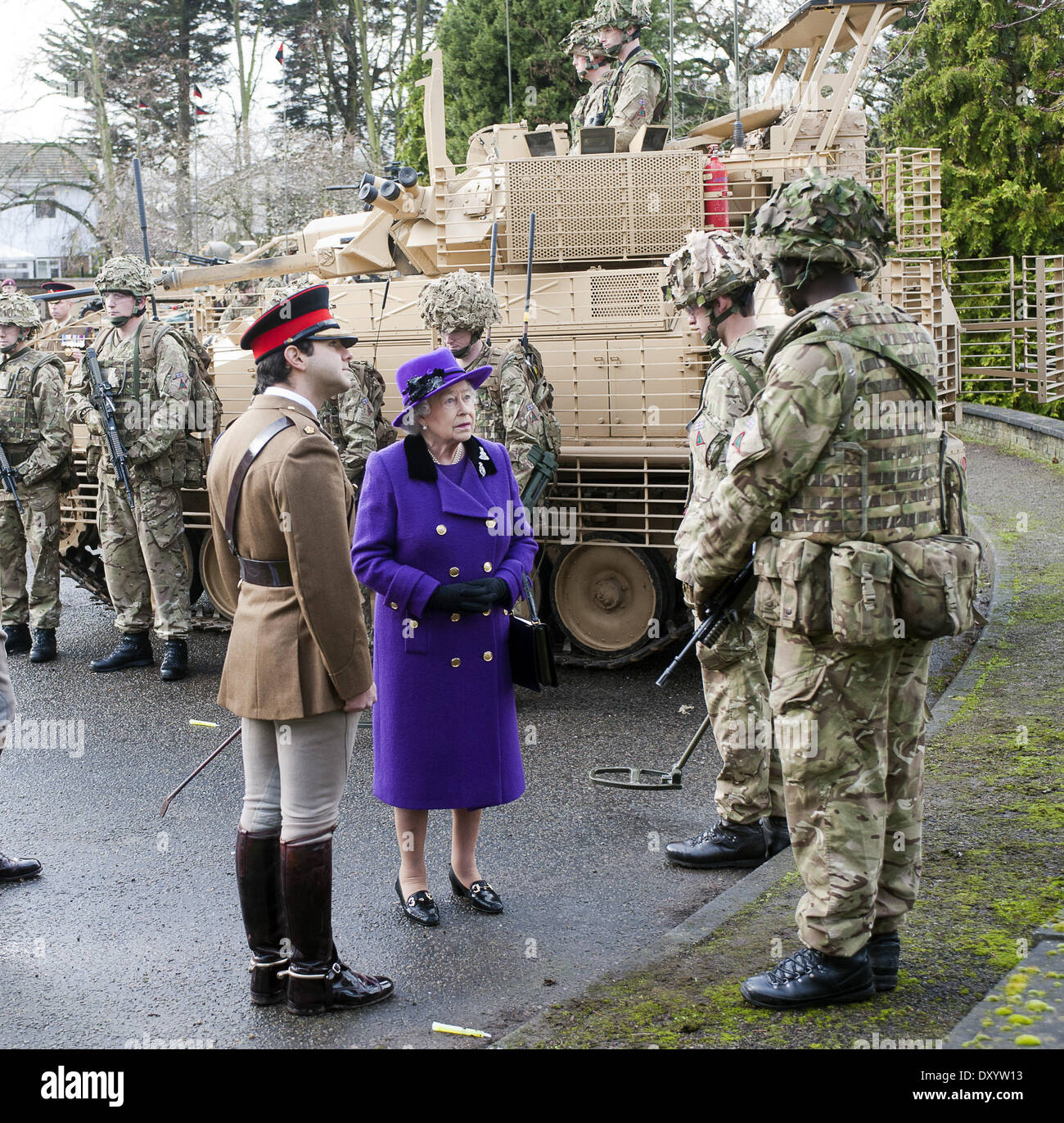 Queen Elizabeth II visits the Household Cavalry at Combermere Barracks ...