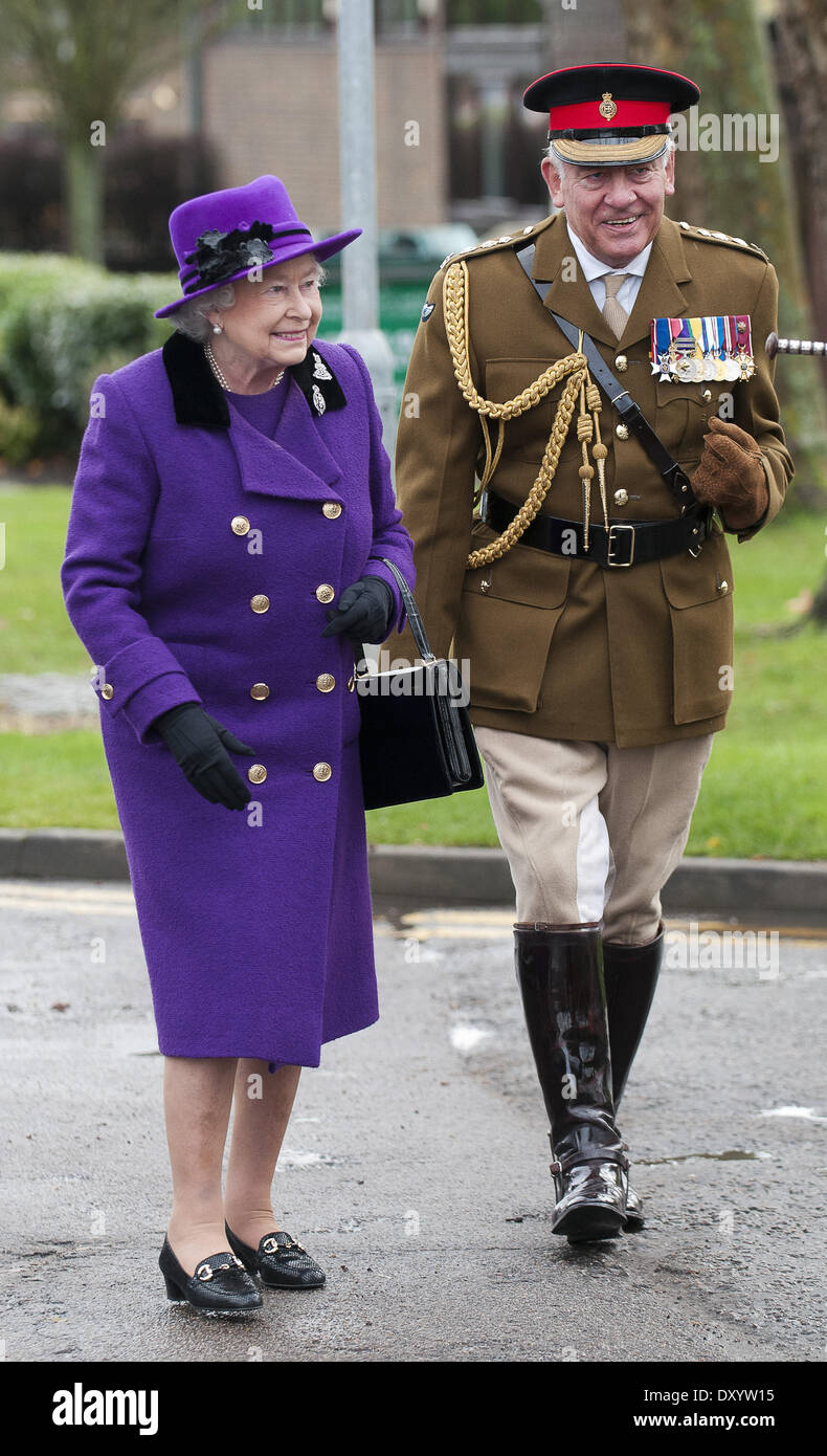 Queen Elizabeth II visits the Household Cavalry at Combermere Barracks ...