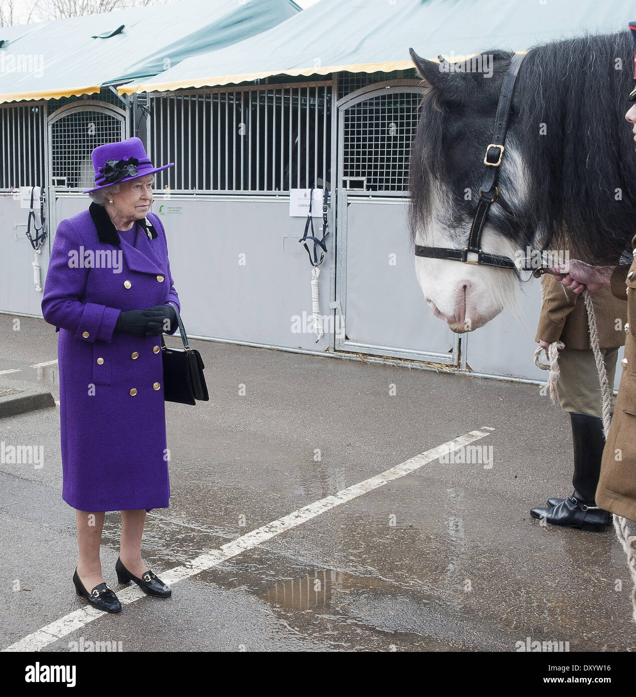Queen Elizabeth II visits the Household Cavalry at Combermere Barracks ...