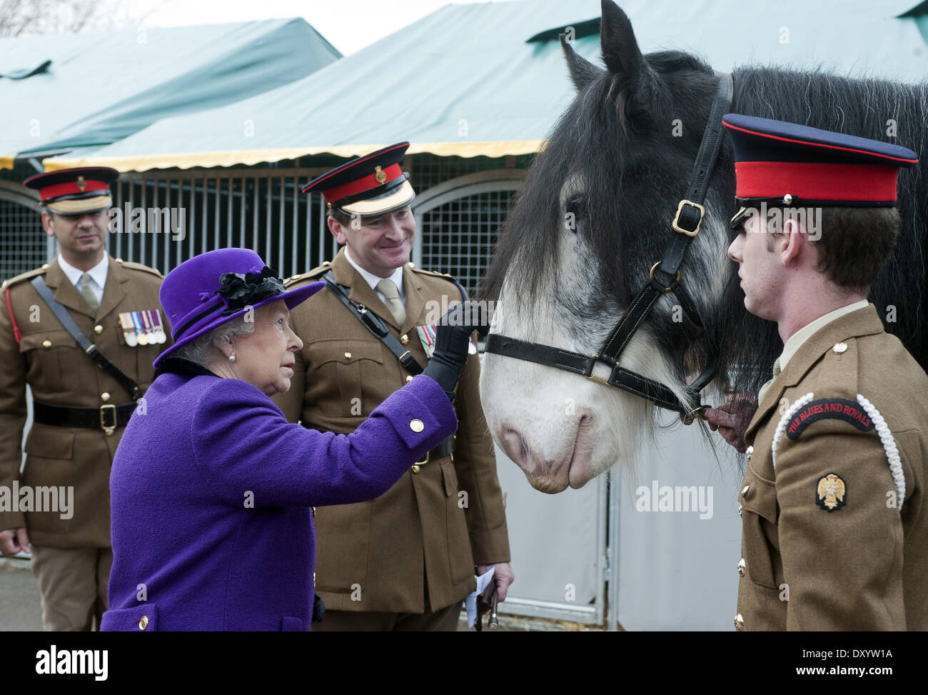 Queen Elizabeth II visits the Household Cavalry at Combermere Barracks ...