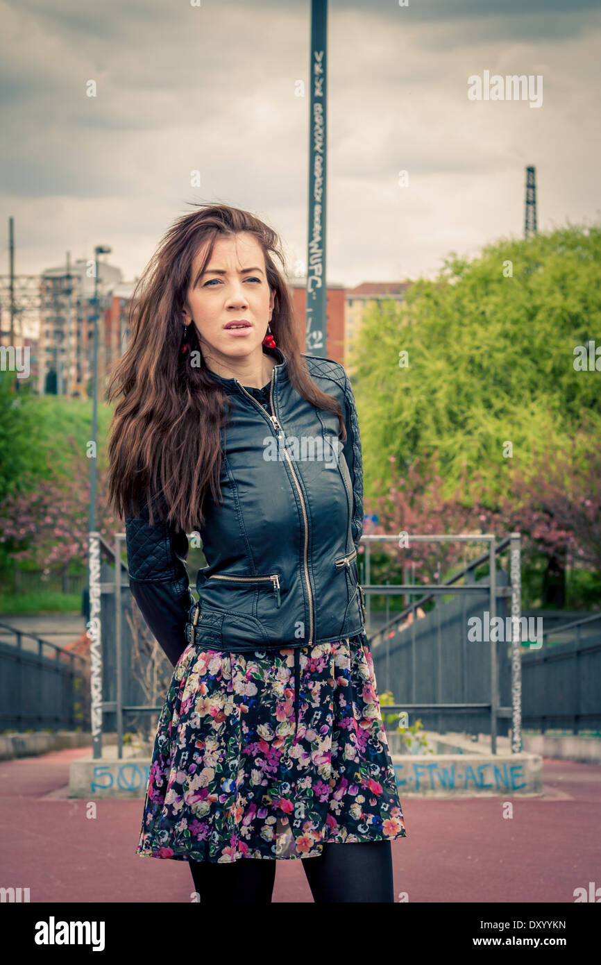 Portrait of a pretty girl in urban scenario Stock Photo - Alamy