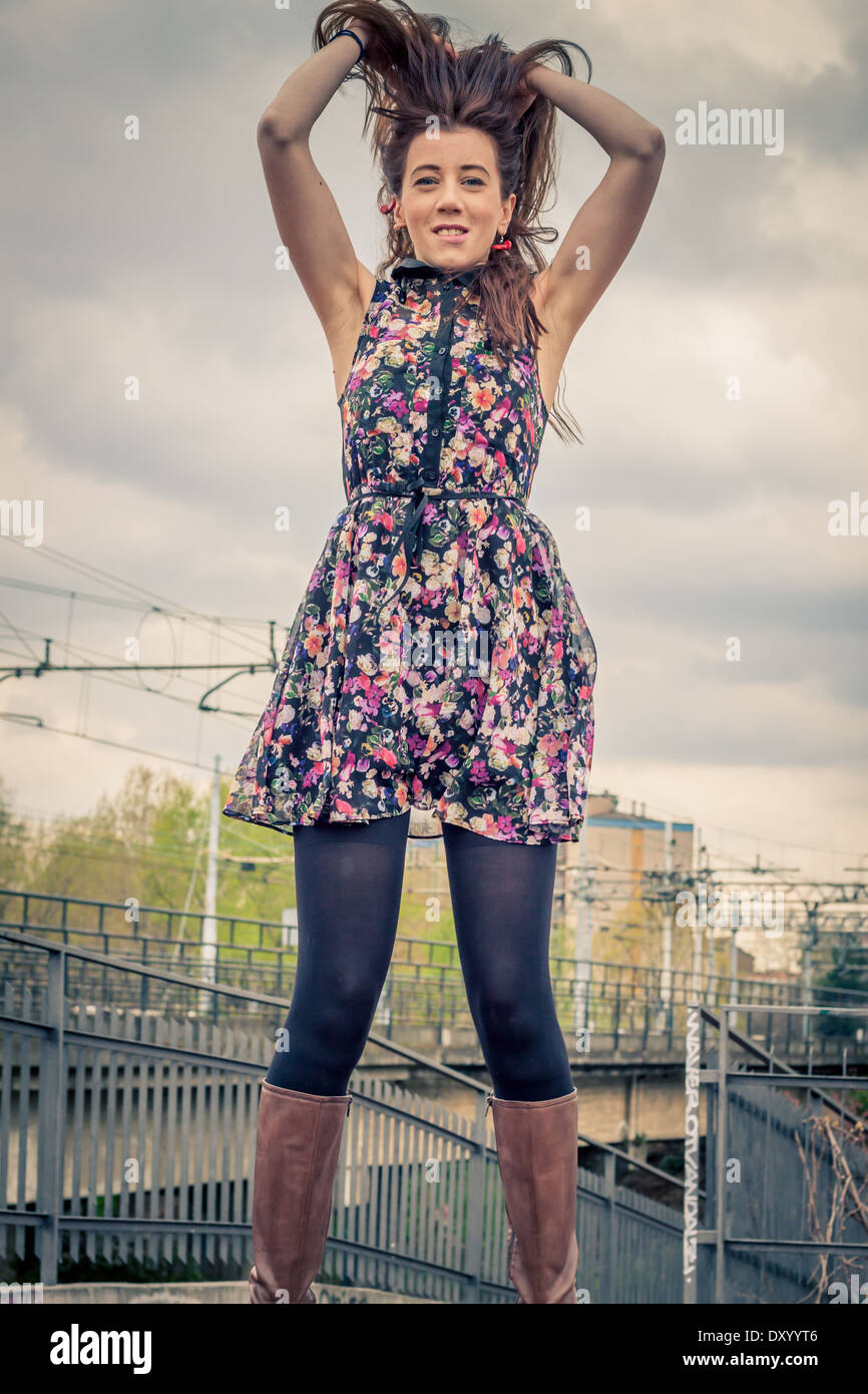 Portrait of a pretty girl in urban scenario Stock Photo - Alamy