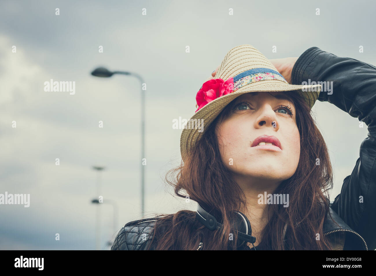 Portrait of a pretty girl in urban scenario Stock Photo - Alamy