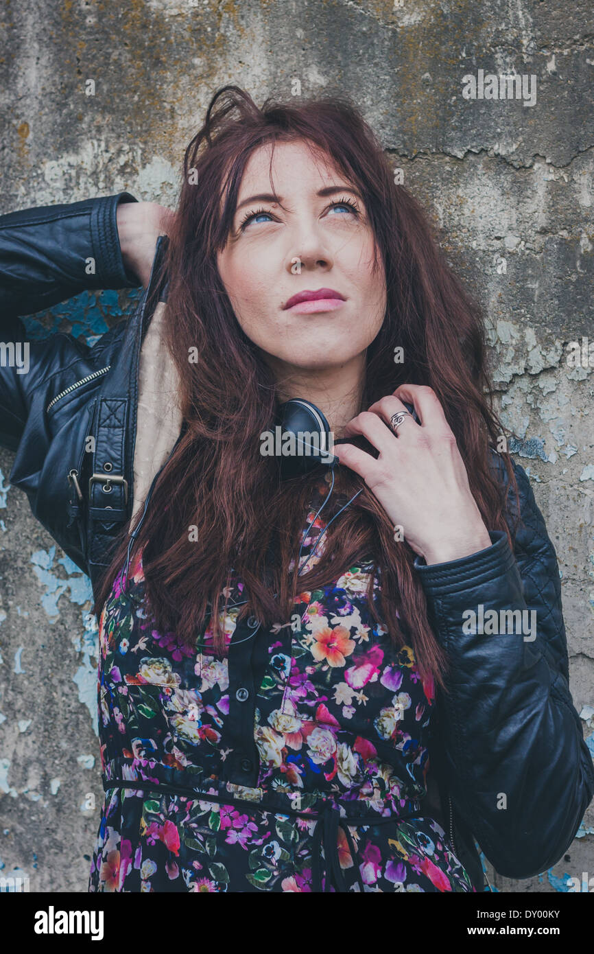 Portrait of a pretty girl in urban scenario Stock Photo - Alamy