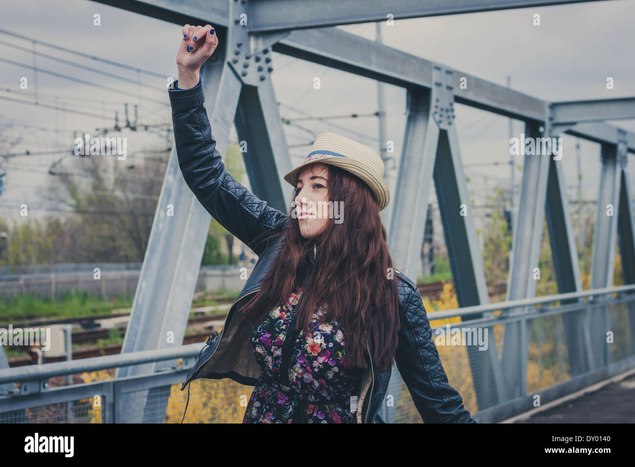 Portrait of a pretty girl in urban scenario Stock Photo - Alamy