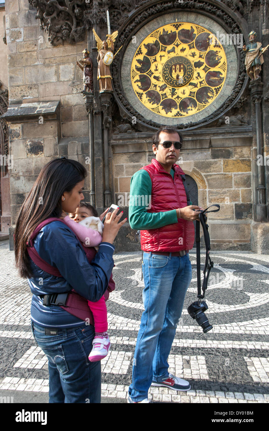 Tourists in front of Astronomical Clock Prague Old Town Square, Prague ...