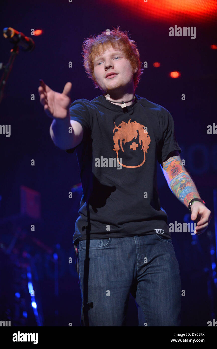 Ed Sheeran performs onstage during the Y100's Jingle Ball 2012 at the ...