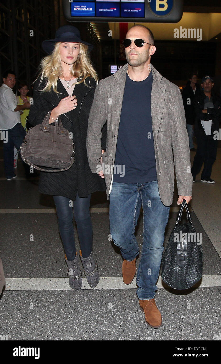 Jason Statham and his girlfriend Rosie Huntington-Whiteley arrive at ...