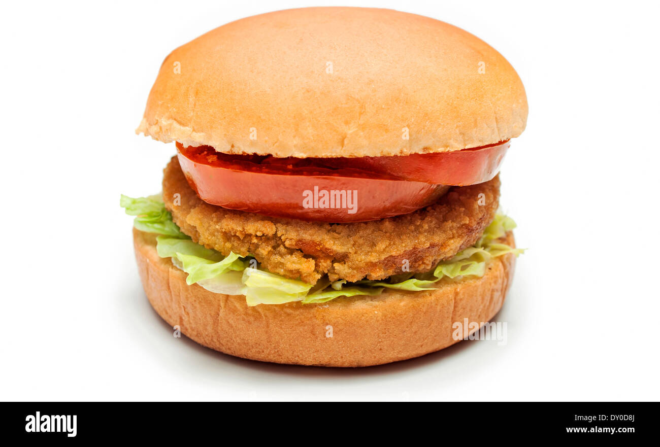Chicken burger on white background Stock Photo - Alamy