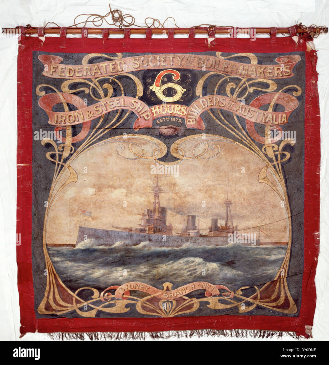 This historical image showcases the union banner of the Federated ...