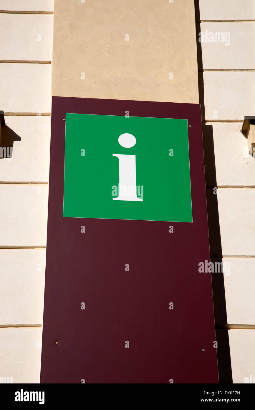 Green Information Sign in Urban Setting Stock Photo - Alamy