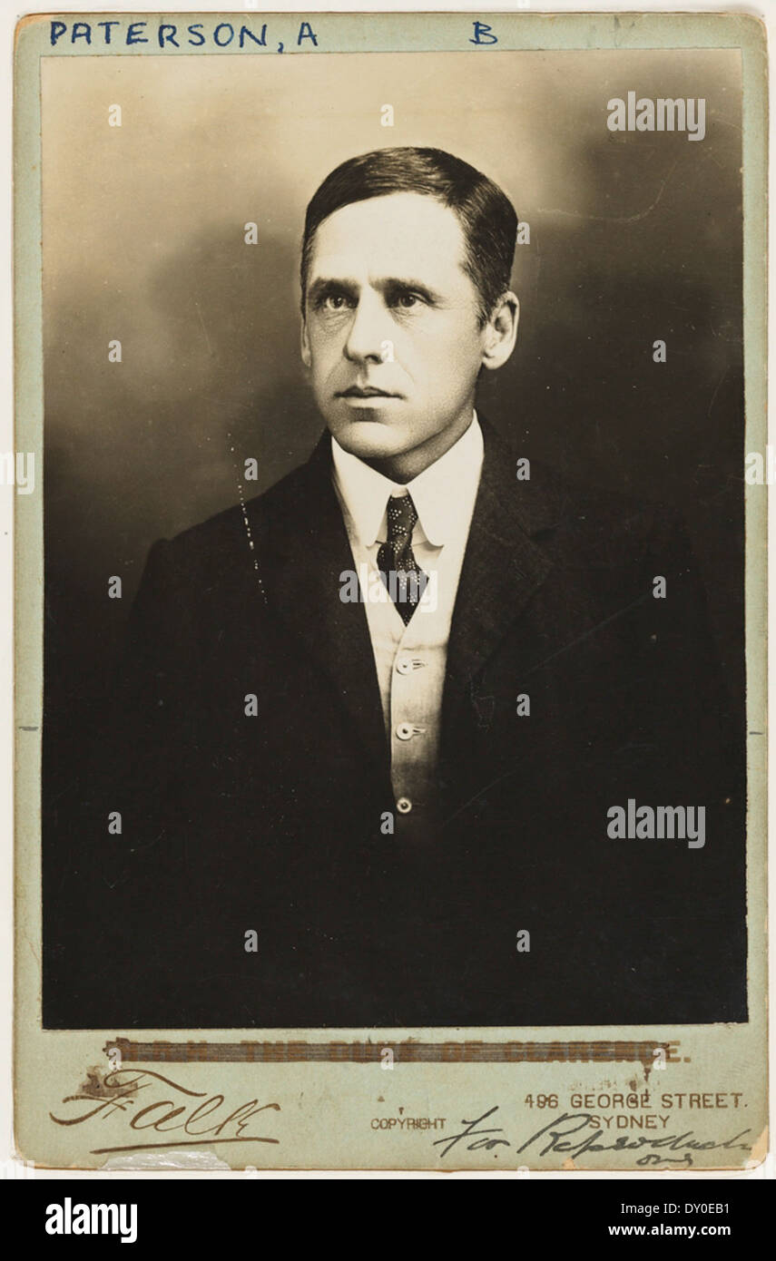 A historic portrait of Andrew Barton (Banjo) Paterson, taken around ...