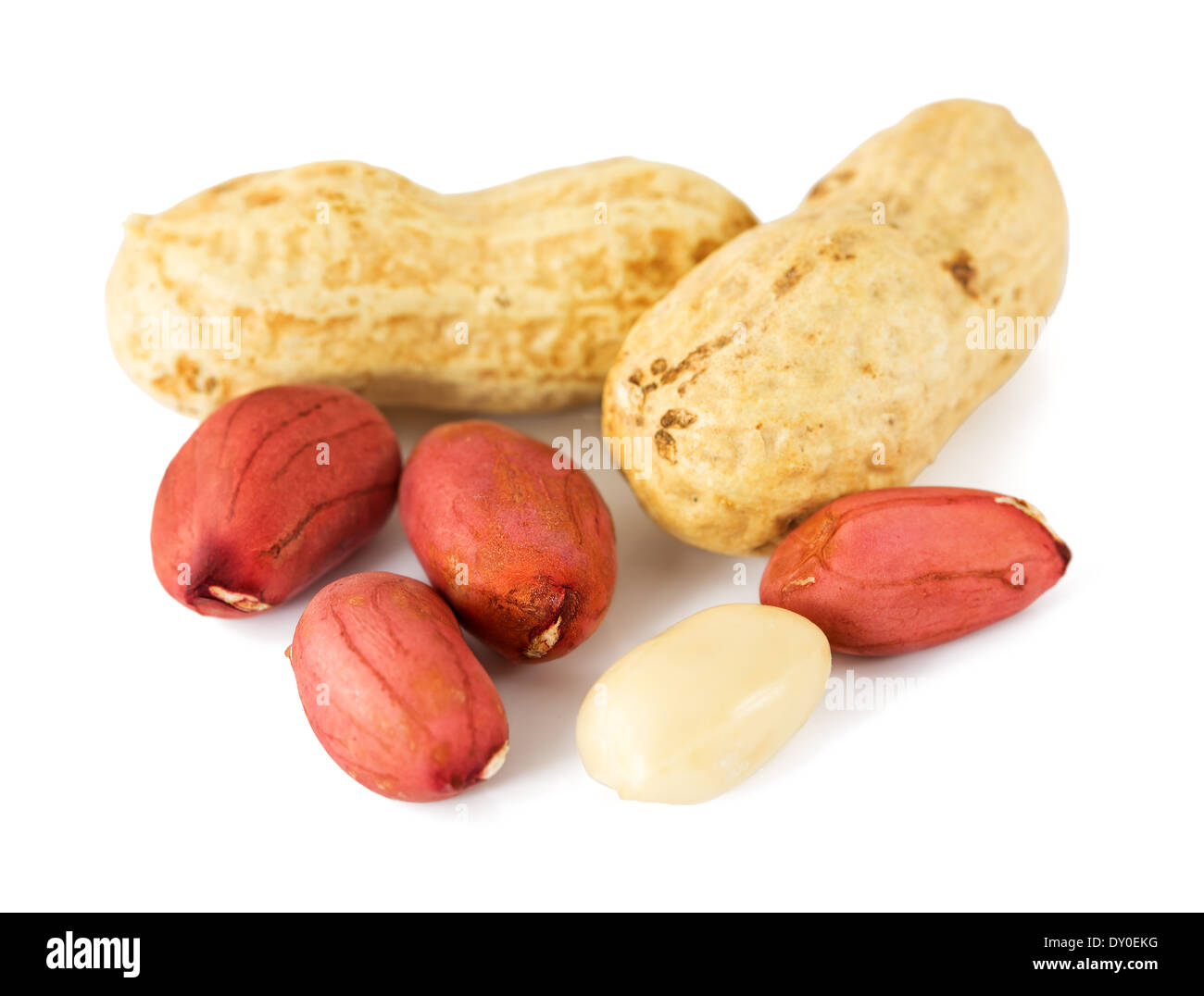Peanuts on white background Stock Photo - Alamy