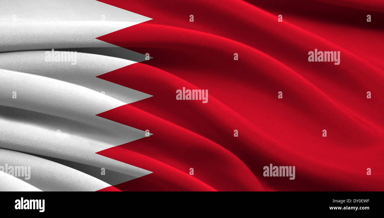 Flag of Bahrain waving in the wind Stock Photo - Alamy