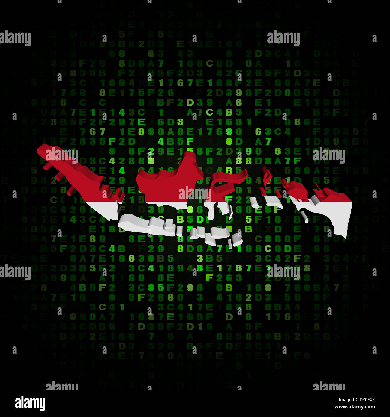 Indonesia map flag on hex code illustration Stock Photo - Alamy