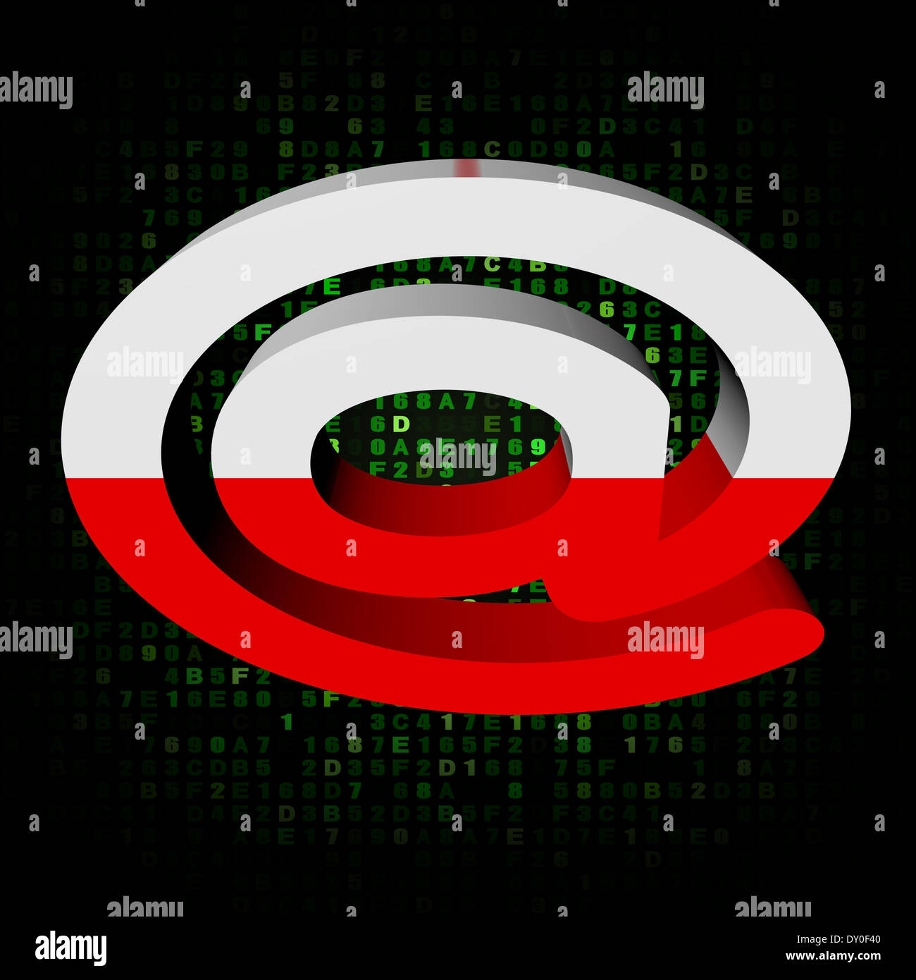 e-mail address AT symbol with Polish flag on hex illustration Stock ...