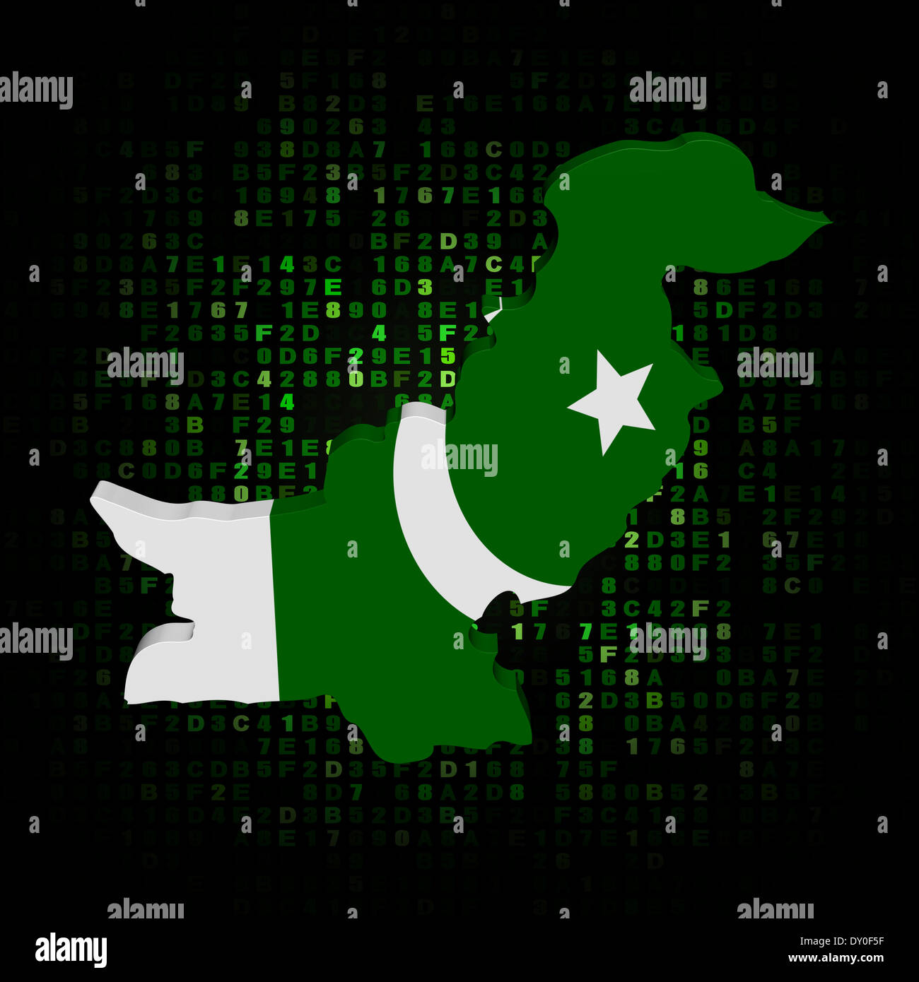 Pakistan map flag on hex code illustration Stock Photo - Alamy