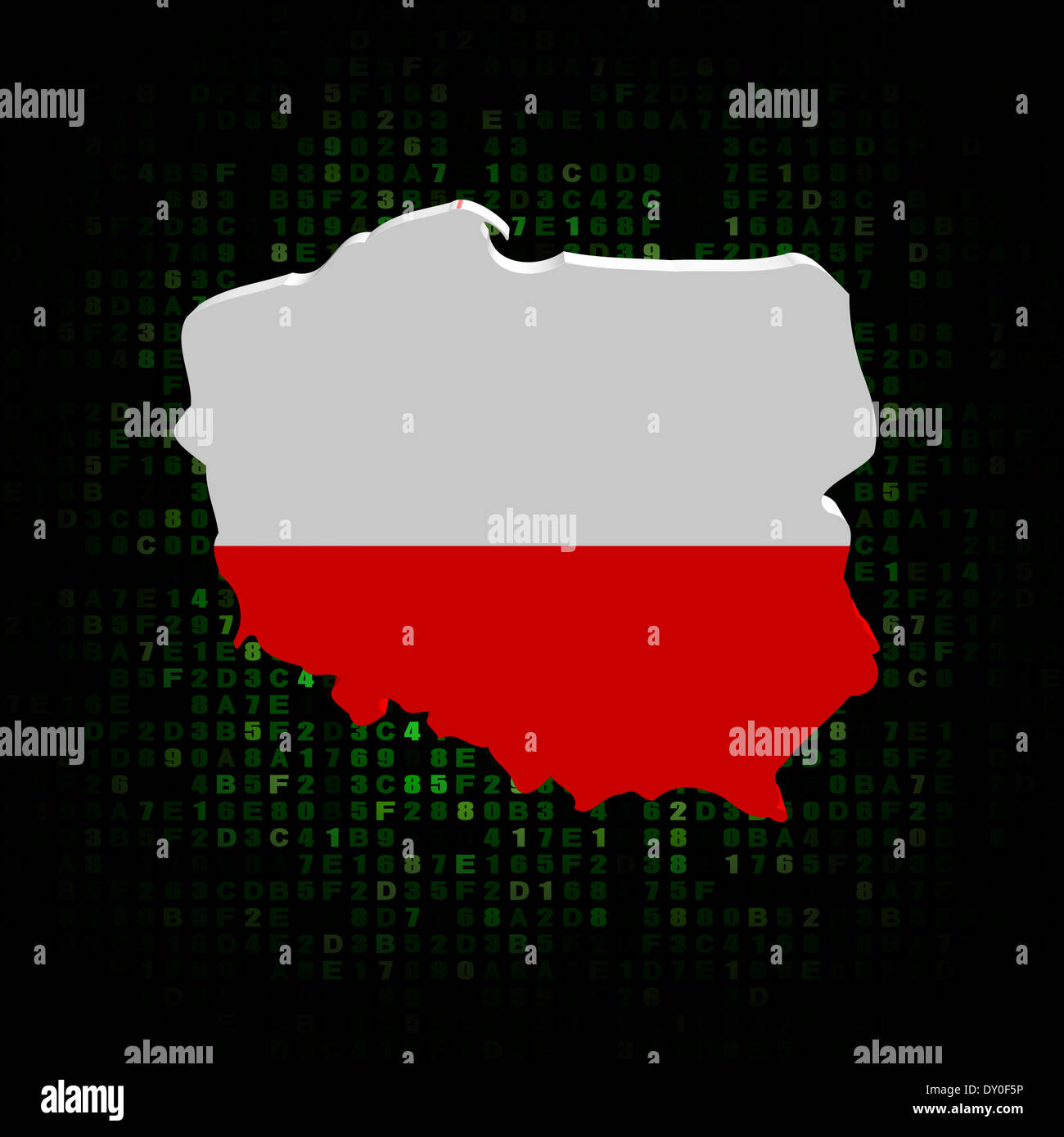 Poland map flag on hex code illustration Stock Photo - Alamy