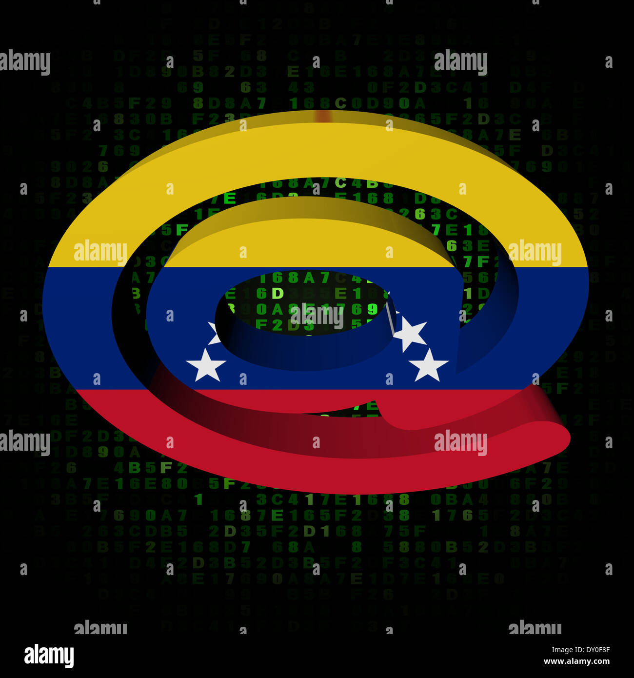 e-mail address AT symbol with Venezuela flag on hex illustration Stock ...
