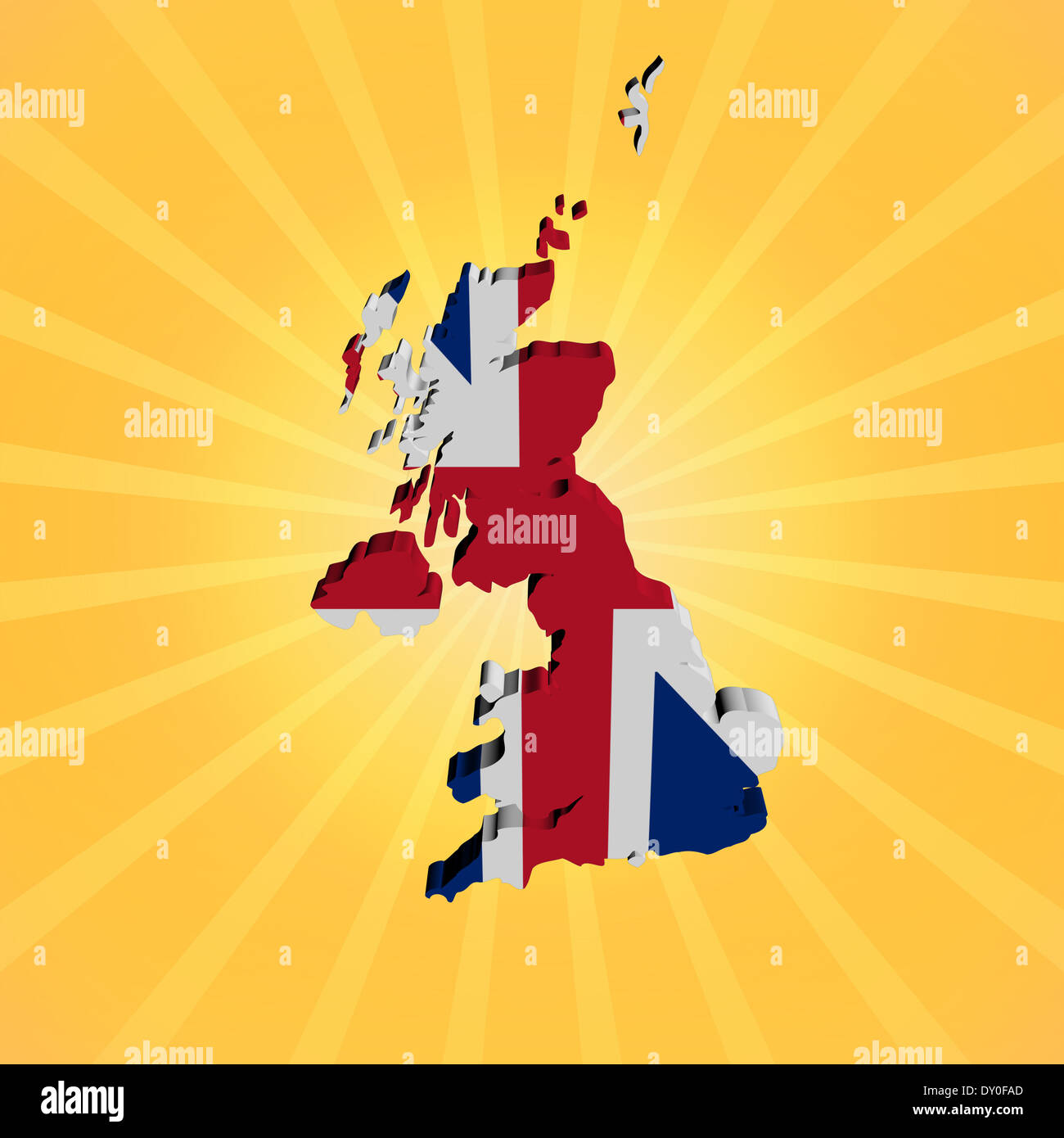 UK map flag on sunburst illustration Stock Photo - Alamy