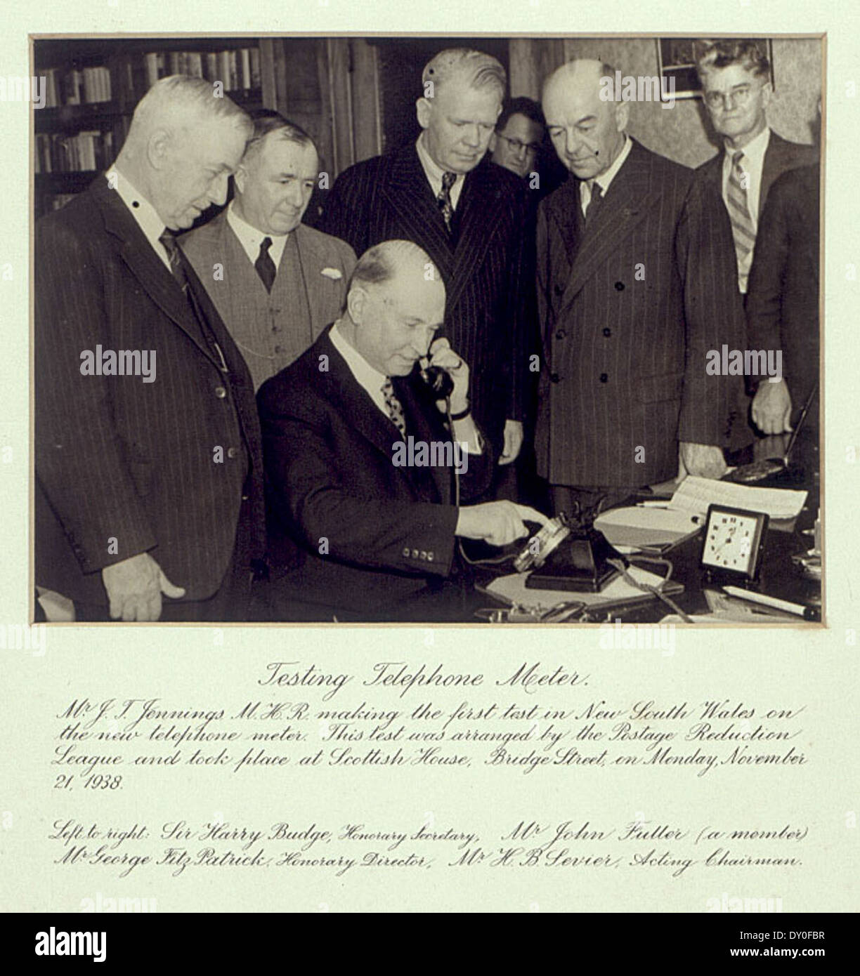 A 1938 photograph of a telephone meter being tested at the Scottish ...