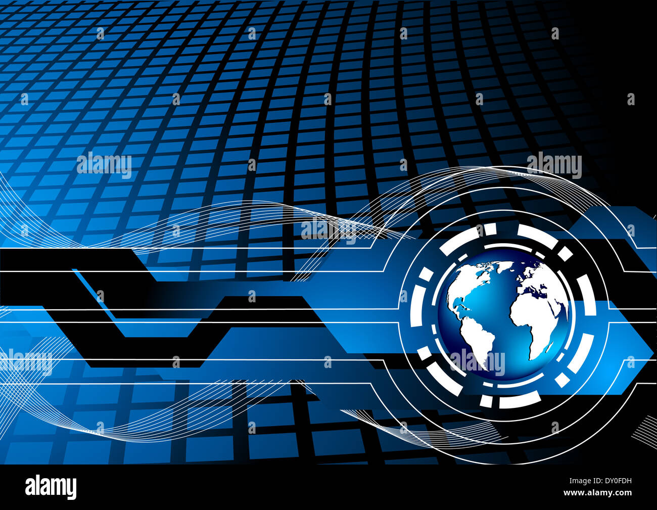 Vector tech background with globe; clip-art Stock Photo - Alamy