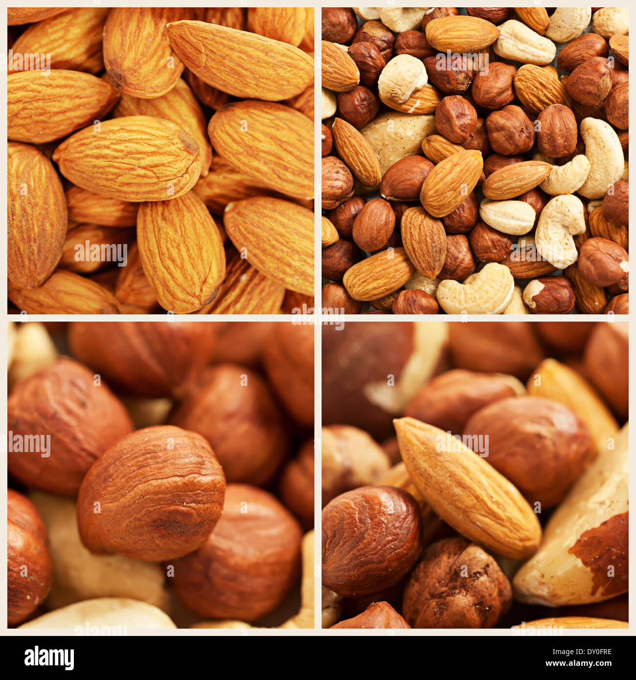 Nuts background set Stock Photo - Alamy