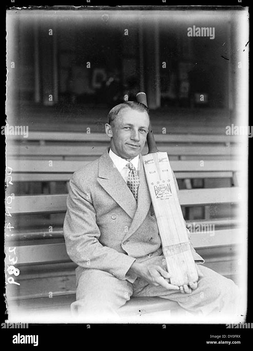 A historic photograph of Australian cricket legend Sir Donald Bradman ...