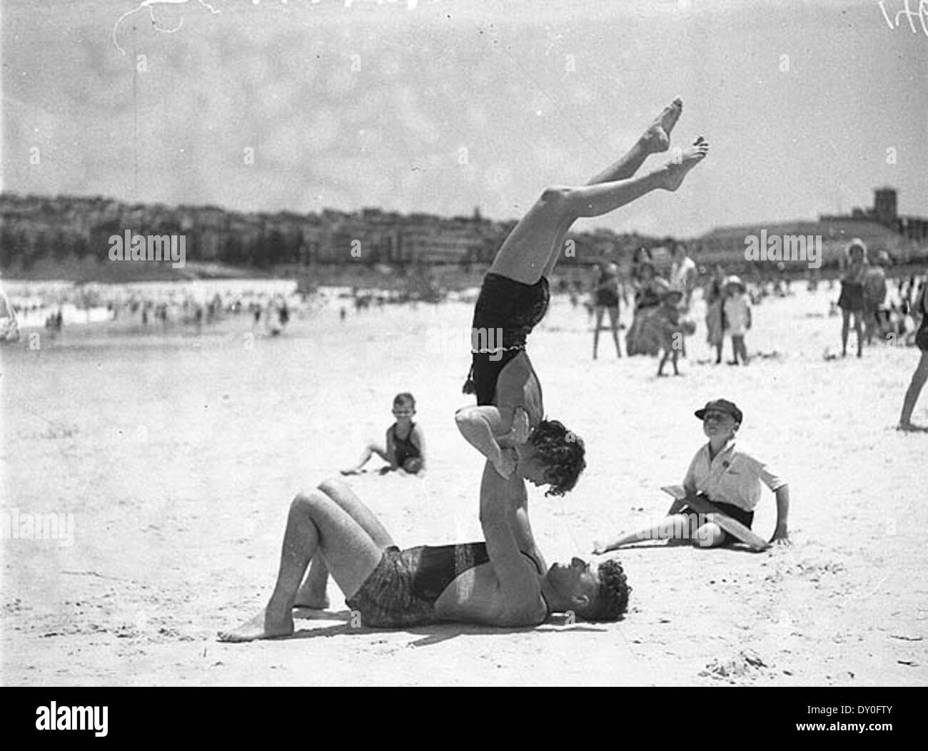 Beach acrobatics Black and White Stock Photos & Images - Alamy