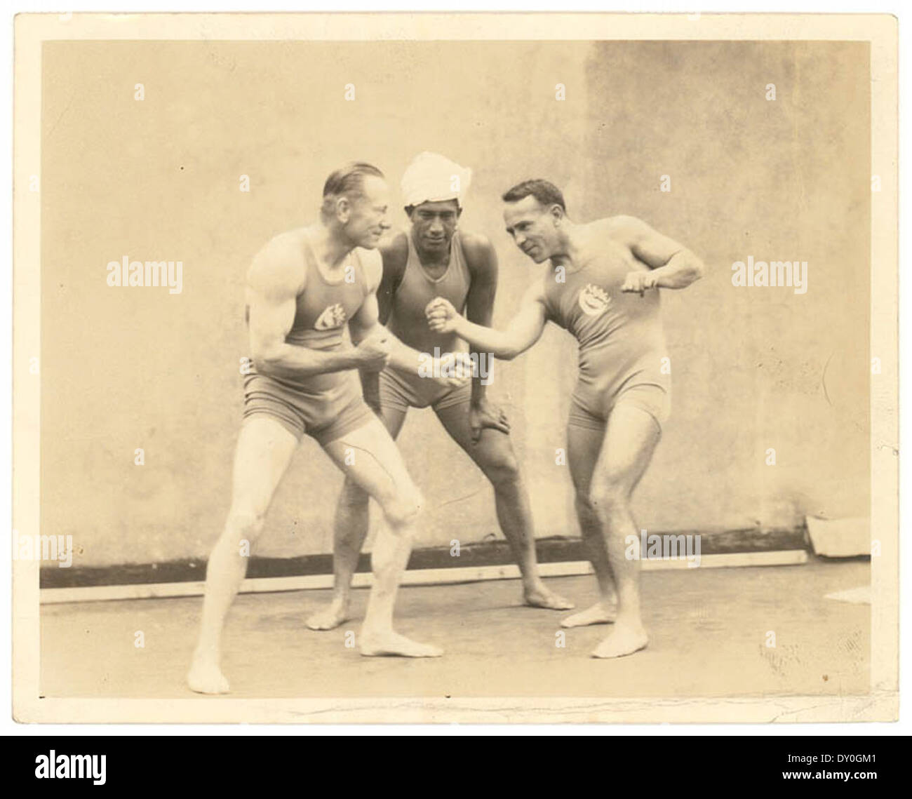 This historical photograph shows Olympic athletes Snowy Baker, Duke ...