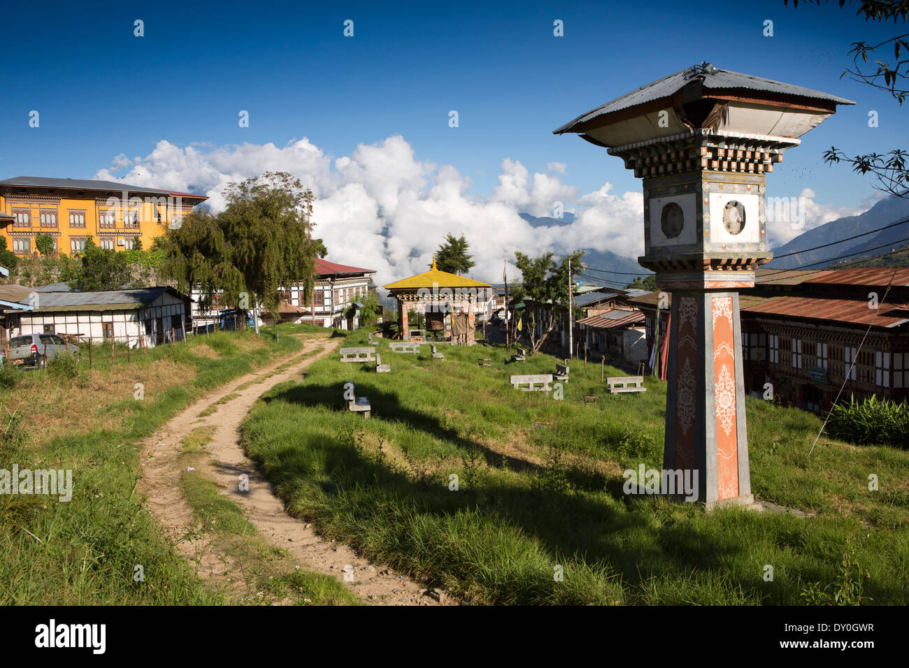Eastern Bhutan, Mongar, town centre, derelict clock tower in park Stock ...