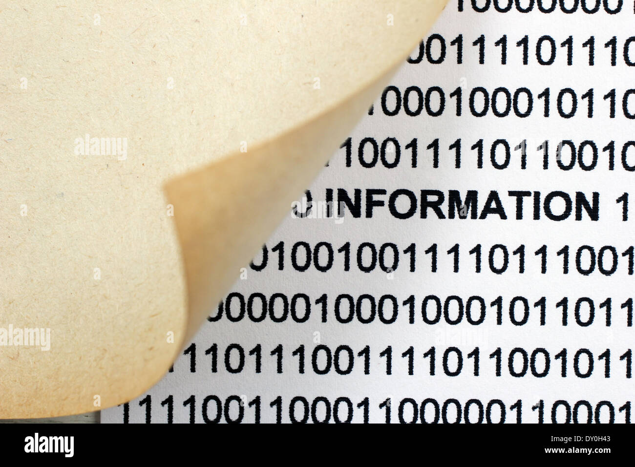 Information text behind paper Stock Photo - Alamy