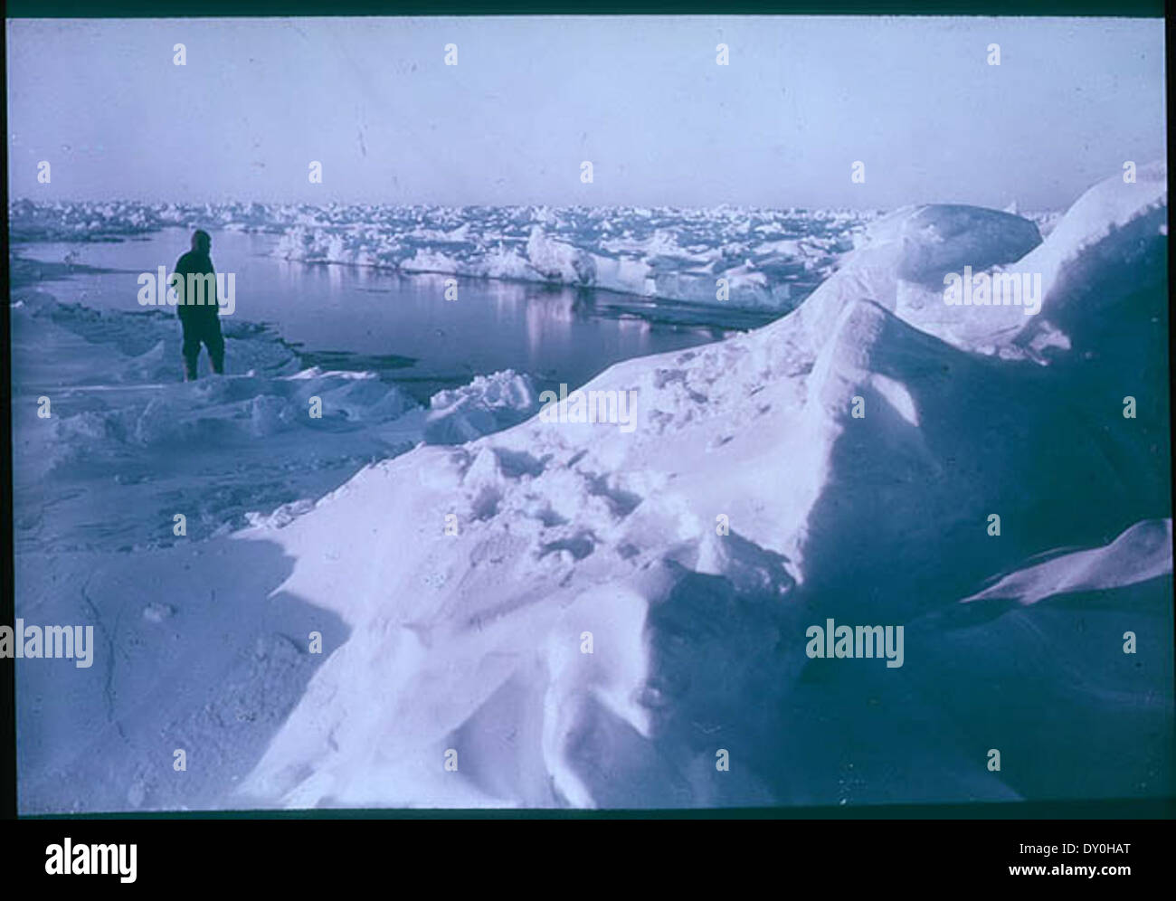 This photograph, taken by Frank Hurley, shows Sir Ernest Shackleton ...