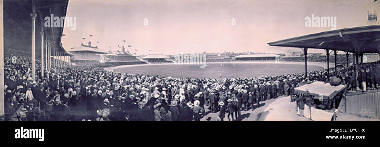 This photograph captures a historic cricket match at the Sydney Cricket ...