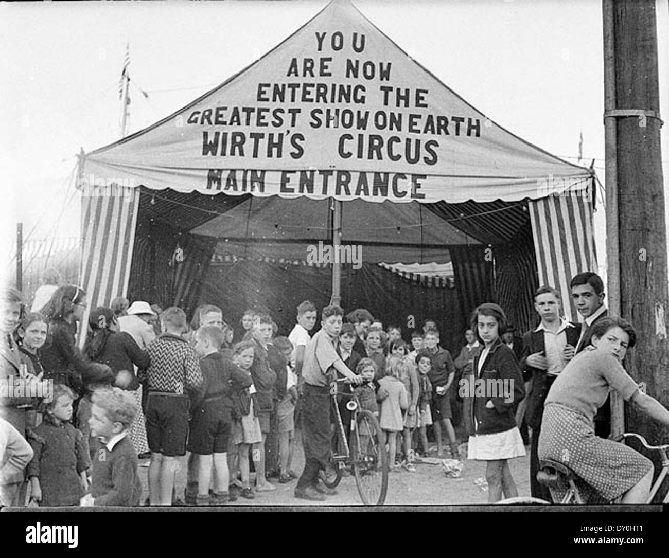This image from 1941 shows children attending Wirths' Circus ...