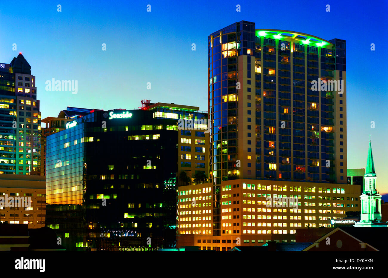 Downtown Orlando Florida Dusk Stock Photo - Alamy