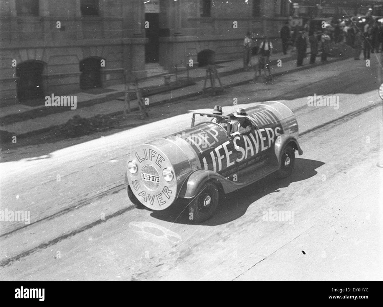 This photograph shows a sales promotion car designed as a packet of ...