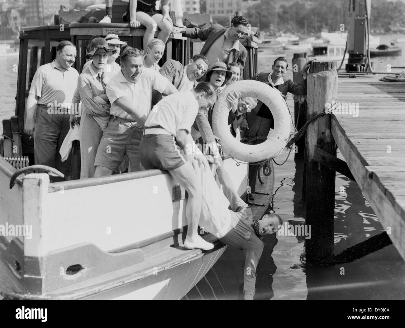 Frank Leighton almost goes in the "drink" on a launch picnic for ...