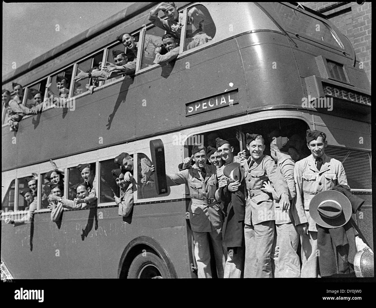 A historical photograph showing airmen from the Empire Air Training ...