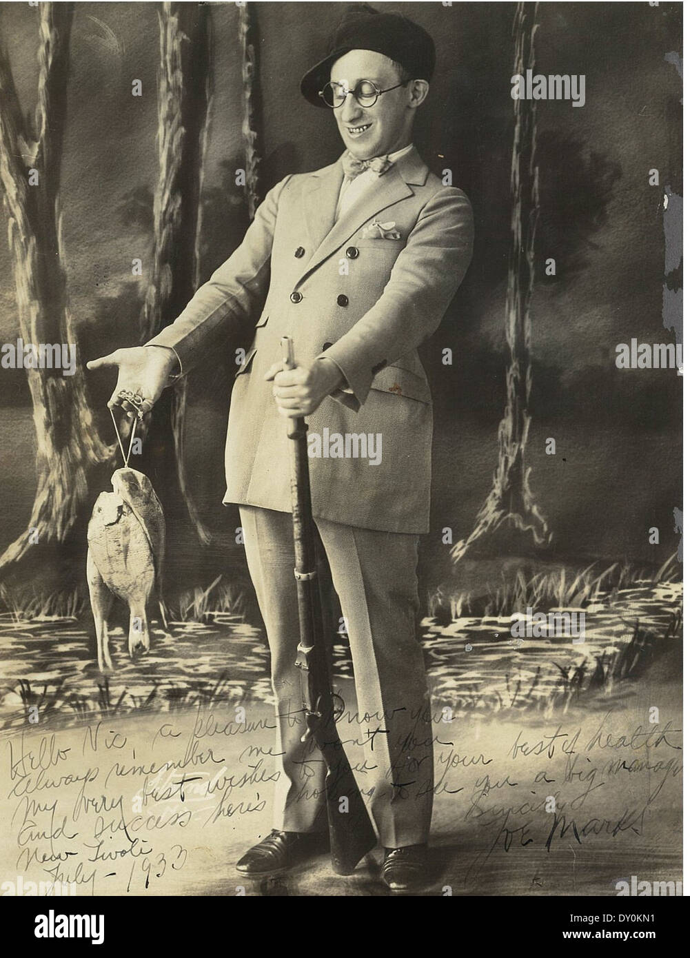 Joe Marks, a comedian from the 1930s, is captured in a vintage ...